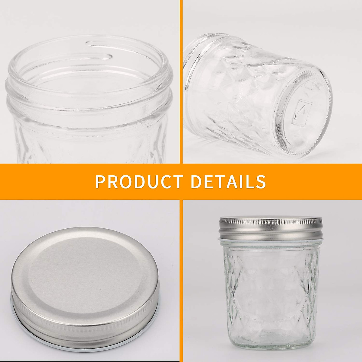 Accguan 6oz / 180ml Mason Jars Glass Canning Jars, Jelly Jars With Regular Lids, Ideal for Honey,Jam,Wedding Favors,Shower Favors,Set of 30