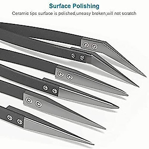Black Ceramic Tweezers Set - Antistatic,Anticorrosion,Antimagnetic,Highly Heat Resistant up to 3000F(3Pack)
