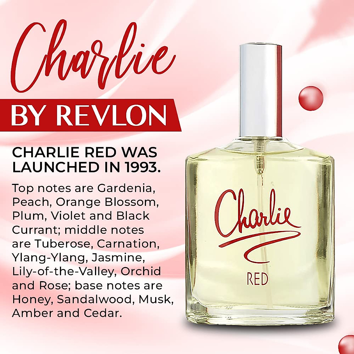 Revlon Charlie Eau De Toilette Spray for Women, Red, 3.4 Ounce