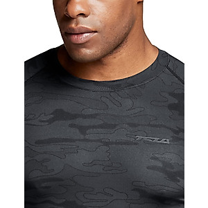 TSLA Men's UPF 50+ Compression 3-Pack - Long Sleeve Athletic Workout Shirt, Water Sports Rash Guard, Large Black/Urban Camo