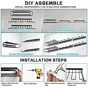 YALINKA Power Tool Storage Rack Holds 8 Drills, Separate Heavy Duty Electric Drill Holder Wall Mount, Utility Organizer Tool Shelf for Garage Home Workshop Shed, Set of 3