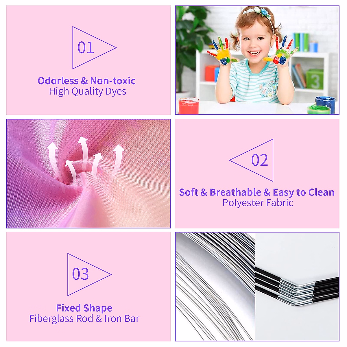 3 in 1 Kids Play Tent for Toddler with Play Tunnel+Baby Ball Pit+Castle Tent, Pop Up Unicorn Kids Playhouse for Boys and Girls Gift, Collapsible Children Play Tent Toy Indoor and Outdoor Play Games