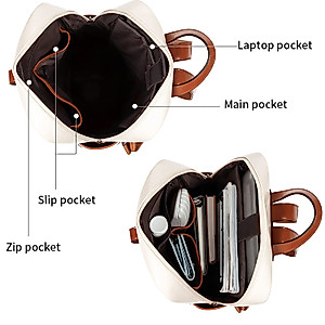 Telena Leather Laptop Backpack for Women 15.6 inch Computer Backpack College Travel Daypack Bag Crocodile Grain