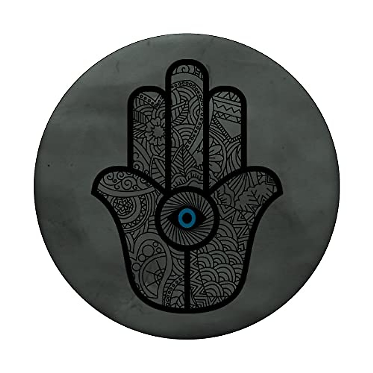 Floral Hand of Hamsa with Eye - Black on Midnight Green PopSockets Swappable PopGrip