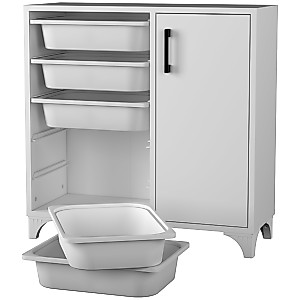 Dresser Closet Organizer and Storage Bins Drawer Toy Storage Chest Shelves Shoe Cabinet Rack Bookshelf Bathroom Office Kitchen Pantry Organizer Garage Organization (White, 5 Basket with Door)