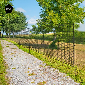 JINHZIXIU 15ft x 39in Metal Garden Fence Pannels Outdoor Landscape Patio Yard Fencing Border Heavy Duty Animal Barrier No Dig Metal Garden Fence and Gate Bundle 4 Panels&1 Gate