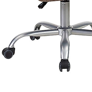 Benjara Leatherette Metal Frame Swivel Office Chair with Sloped Armrests, Brown