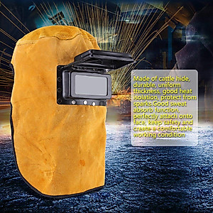 Welding Helmet, Heat Resistant Breathable Welding Mask with Lens, Leather Mask for TIG MIG ARC Weld Hood Helmet