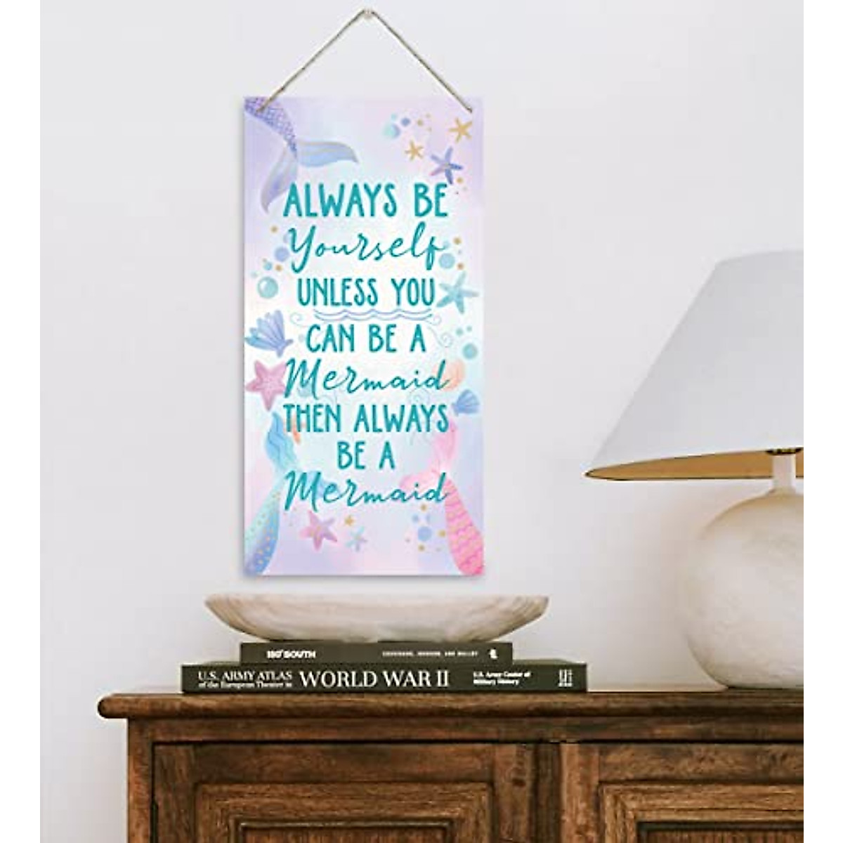 Always Be Yourself Unless You Can Be A Mermaid Then Always Be A Mermaid Wall Decor Sign, Printed Wood Plaque Sign, Mermaid Decor, Hanging Wood Sign Home Decor, Home Decor Wall Art Sign 12" x 6"