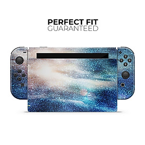 Design Skinz - Compatible with Nintendo Switch Console + Joy-Con - Skin Decal Protective Scratch-Resistant Removable Vinyl Wrap Cover - Blue & Gold Glowing Star-Wave