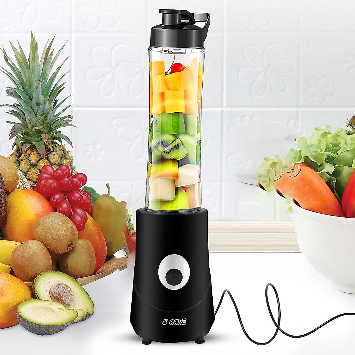Generic 5 Core Smoothie Blender Personal Blender for Shakes and Smoothies 300W Powerful Food Processor with 20oz Portable Sports Bottle Single Blend Easy To Clean BPA Free 5C 421