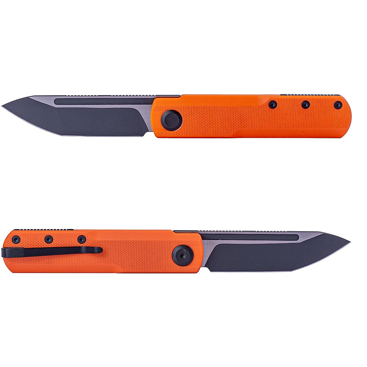 Real Steel Knives G-Tanto Slipjoint Folding Knife 2.64" Nitro-V Black Two-Tone Finish Tanto Blade-Orange G10 Handle, Designed by Ostap Hel, Perfect for Camping, Hiking, Daily Cutting Tasks