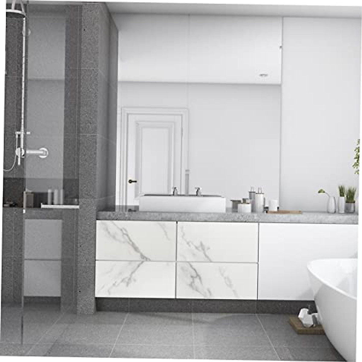 IWOWHERO 4pcs Marble Tile Stickers Marble Decor Adhesive Tile backsplash Bathroom Sticky Tiles Wall Sticker Decor Home Decoration Floor Decor Marble Floor Tile Sticker PVC Tile Sticker spc