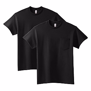 Gildan Adult Ultra Cotton T-Shirt with Pocket, Style G2300, 2-Pack, Black, Large