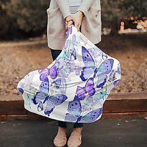 Butterflies Baby Car Seat Cover, Multi-Use Nursing Cover for Boys, Girls, Infants, Snug Warm Stroller Covers for Babies, Watercolors Butterfly Modern Art