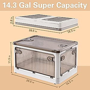 Miuzychael Storage Bins with Lids,Closet Organizers and Storage,Stackable Closet Organizer,14.3Gal Storage Box,5 Doors Storage Cabinet,Plastic Car Organizer,Storage Bins with Wheels