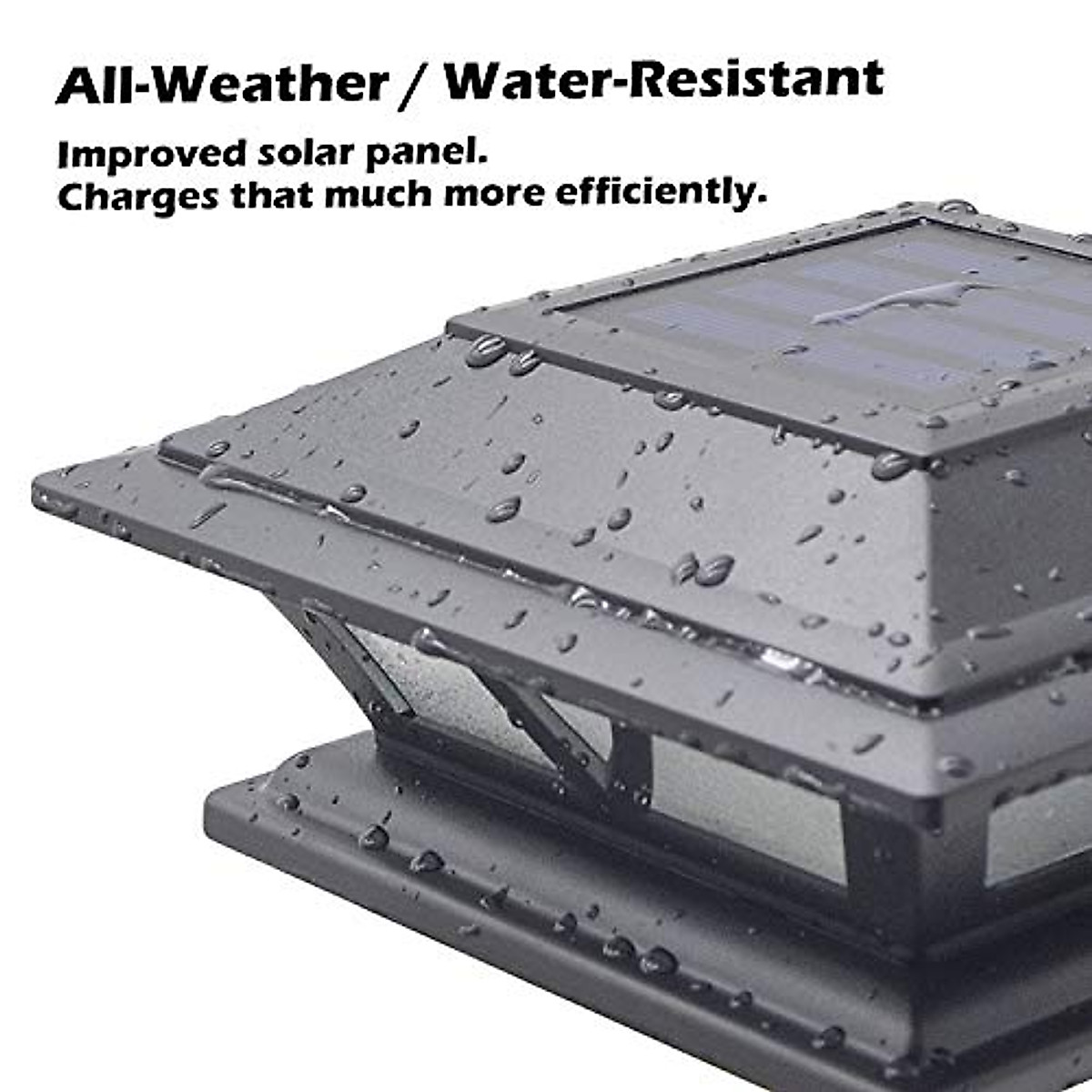 SIEDiNLAR Solar Post Lights Outdoor 2 Modes LED Deck Fence Cap Light for 4x4 5x5 6x6 Posts Patio Garden Decoration Warm White/Cool White Lighting Black (4 Pack)