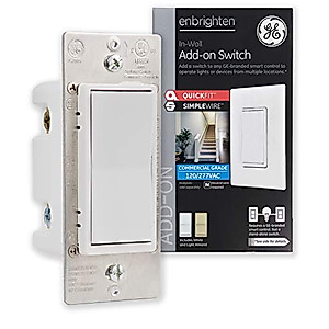 GE Enbrighten Z-Wave Plus Smart Light Dimmer, White & Light Almond, 46203 & Enbrighten Add-On Switch with QuickFit and SimpleWire, White & Light Almond, 46199