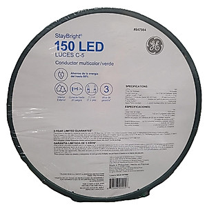 150 LED C-5 Lights Stay Bright Traditional Multicolor Lights Green Wire on Reel