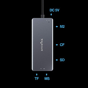 ZIYUETEK USB C SD Card Reader,5- in-1 Aluminum Thunderbolt 3 Memory Card Reader for CF, SD/SDHC,TF/Micro SD/MS/M2,CompactFlash Card for iPhone 15/16/Pro Max Android Windows MacBook