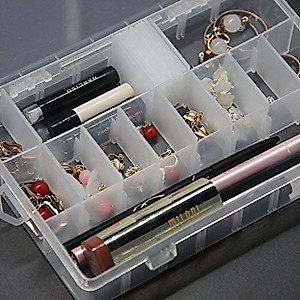 4PCS Clear White Plastic Organizer Box with Dividers 24 Grid Storage Containers Jewelry Storage Box with Dividers for Beads Earrings Necklaces Rings Metal Parts Accessories Screws Button Storage