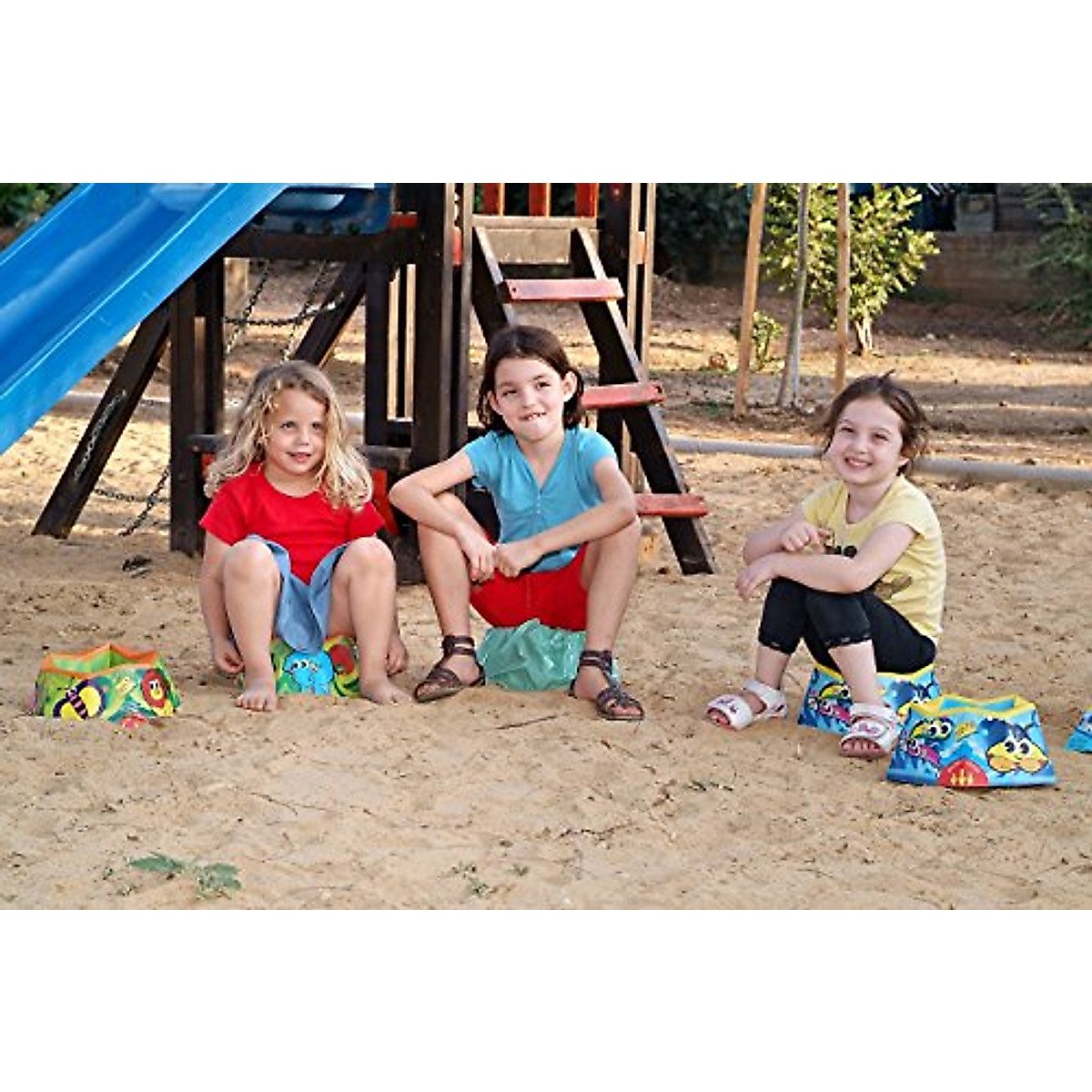 COMFYDO! Travel potty for children Portable Foldable Disposable Potty training, Garden Friends, (Azure)