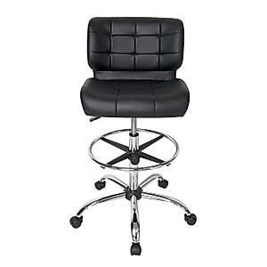 Studio Designs Black Crest Drafting Work Chair with Foot Rest - Adjustable Height - Contoured for Desk or Drafting Table