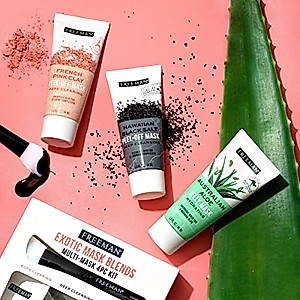 Freeman Exotic Blends Facial Mask 4 Piece Set, Peel-Off & Jelly Masks, Cleansing, Pore-Clearing & Hydrating Facial Masks, For All Skin Types, Includes Silicone Mask Brush, Vegan & Cruelty-Free