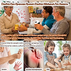 LEQOS Electric Can Opener For Kitchen One Touch Automatic Can Opener Electric for Any Size Can Hands Free Battery Operated Can Opener For Seniors Arthritis Smooth Edge Portable Food-Safe (Dark Black)