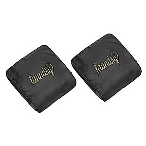 JIANWEI 2pcs Travel Laundry Bag, Expandable Laundry Bag with Drawstring, Small Dirty Clothes Bags, Laundry Basket Clothes Hamper for Traveling(Black)