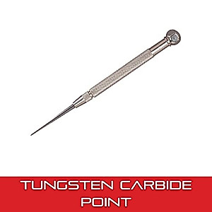 Starrett Carbide Pocket Scriber with Hexagon Shape Head - 2-3/8" (60mm) Point Length, 1/4" (6.4mm) Handle Diameter, Knurled and Nickel-Plated Handle - 70AX