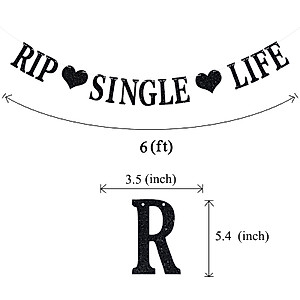 Rip Single Life Banner, Bride or Groom to Be, From Miss to Mrs, Tomorrow We Do, Glittery Funny Rude Bachelorette Party Decorations Supplies