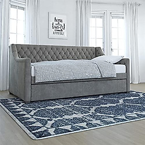 Little Seeds Ambrosia Diamond Tufted Upholstered Design Daybed and Trundle Set, Twin Size Frame, Light Grey