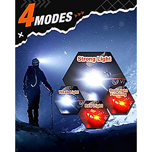 Victoper 2 Pack LED Headlamp, 1100 Lumen Bright Lightweight Head Lamp with 4 Mode, IPX5 Waterproof Head Light with Red Light for Running Fishing Hiking Camping, Outdoor Head Flashlight for Adults Kids