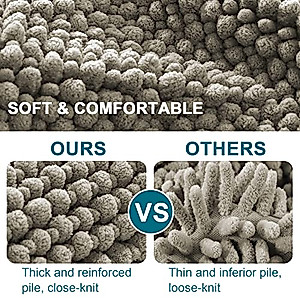 Turquoize 3 Pieces Bathroom Rugs Sets Non Slip Extra Absorbent Chenille Shaggy Bath Mat Set for Bathroom Floor with Toilet Rugs for Tub, Washable Shower Mat(17"x24"+20"x32"+20"x24"U-Shaped, Taupe)