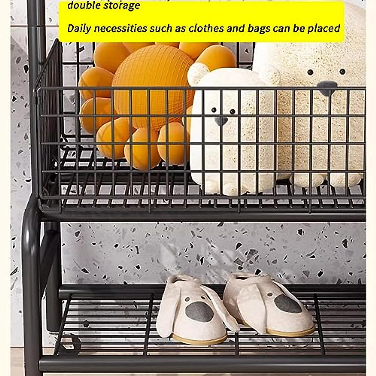 OTBK Clothing Garment Rack Multifunctional Clothes Organizer With Cat Ears The Non-slip Beads For Hanging Clothes,Shoes,Bags (Color : Gold)