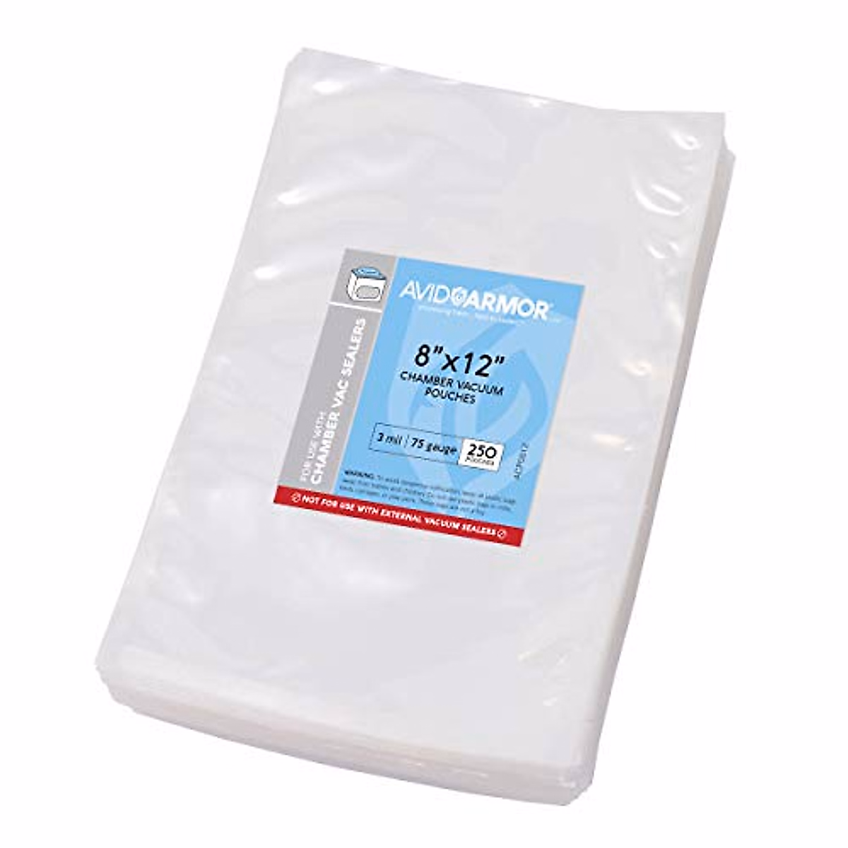 Avid Armor – Chamber Machine Pouches, Pre-Cut Chamber Vacuum Sealer Bags, Heavy Duty Seal Pouch, BPA-Free Chamber Sealer, 8 x 12 inches, Pack of 250 Vacuum Chamber Pouches
