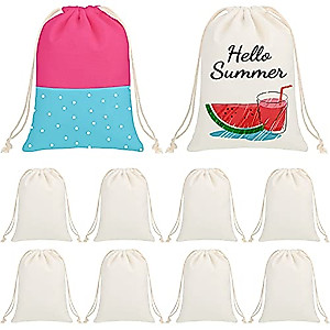 10 Pieces Sublimation Blank Drawstring Bags Reusable Muslin Sachet Backpacks Favors Heat Press DIY Crafts for Party Wedding Christmas Storage Home Party Arts Supplies (Medium)