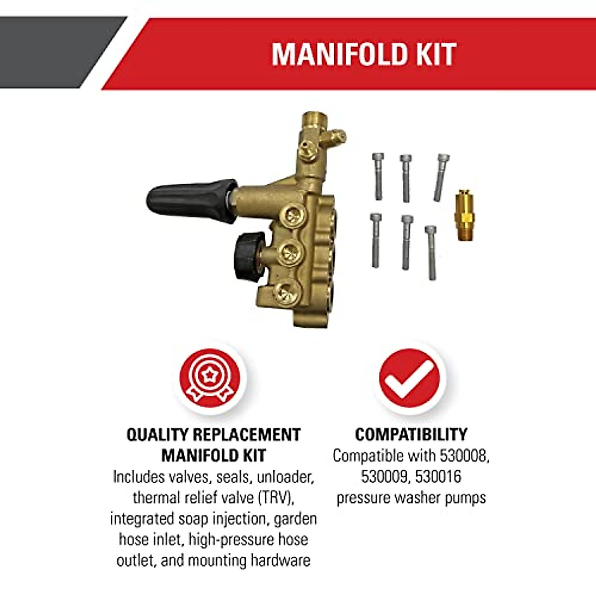 Simpson Cleaning 7108746 Replacement Manifold Kit for AAA Pressure Washer Pumps, Gold
