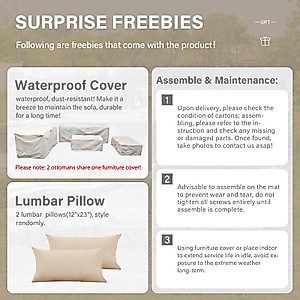 Rattan Star 6 Pieces Patio Outdoor Furniture Outdoor Conversation Sets Wicker Sofa Set with Outdoor Couch Patio Chairs Storage Coffee Table Khaki Cushions Waterproof Covers