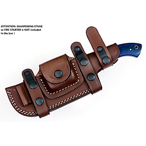 Ottoza Tracker Knife & Bone Handle - Damascus Hunting Knife - Horizontal Carry Knife Sheath 198