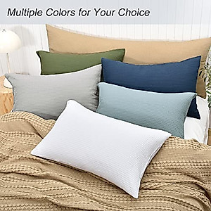 PHF Cotton Waffle Weave Pillowcases King Size Set of 2, No Insert, 20" x 36" Ultra Soft Cotton Blend Pillow Shams, Comfy Breathable and Skin-Friendly Pillow Cases Covers, White