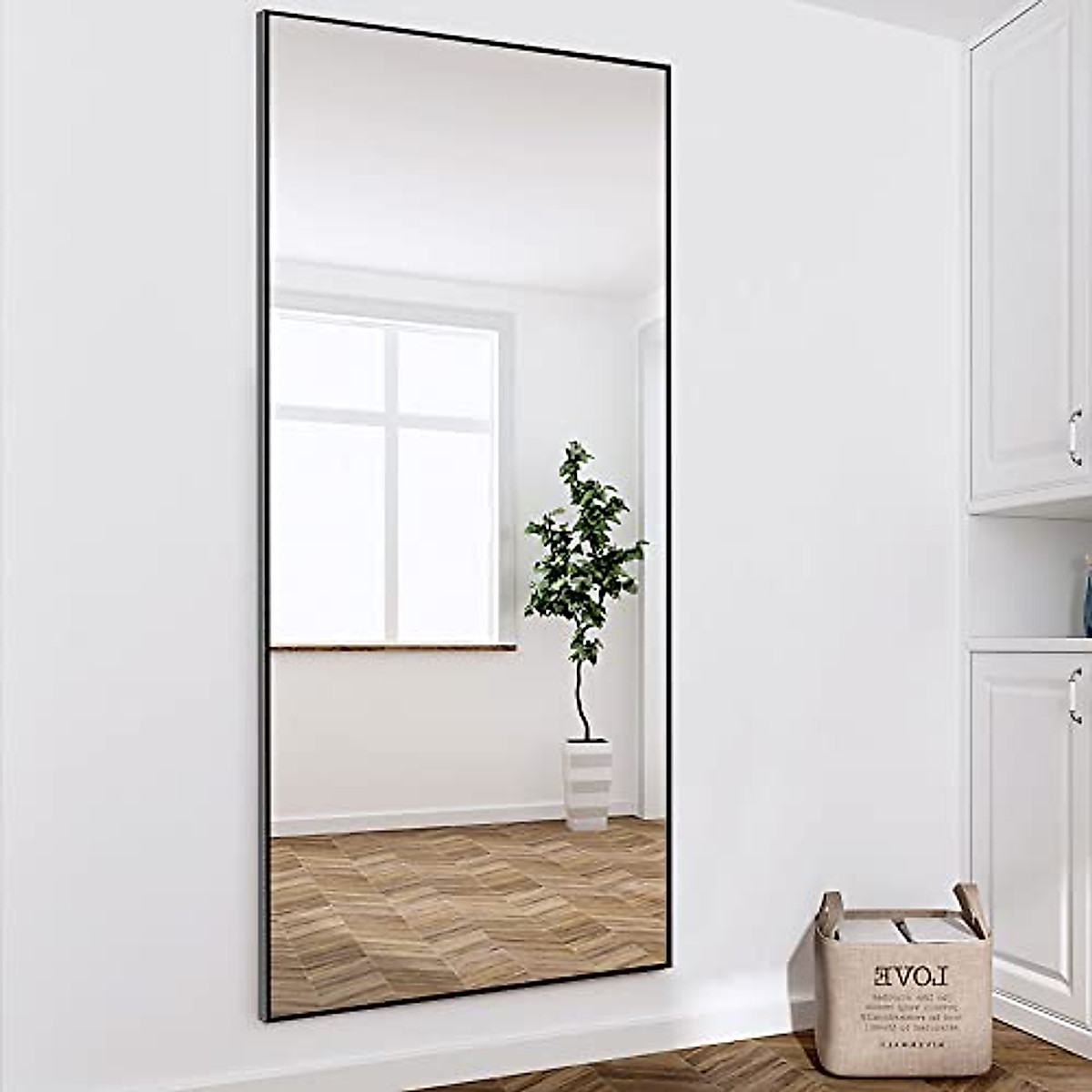 KIAYACI Full Length Mirror Oversized Floor Mirror with Stand Bedroom Dressing Mirror Full Body Wall Mirror (Black, 71" x 24")