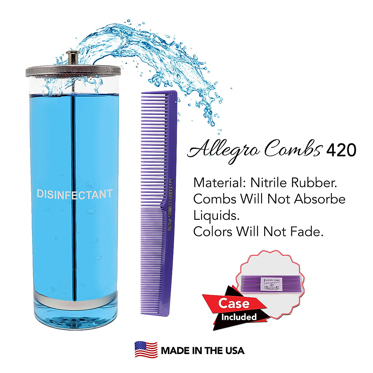 Allegro Combs #420 Hair Combs Barber Comb Beard Comb Combs For Women Mustache Comb Pocket Comb Set 12 Units