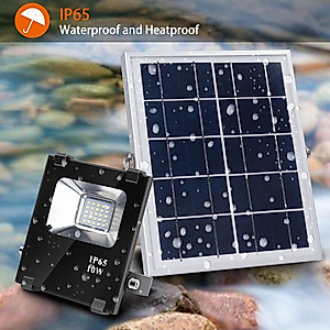 Richarm Solar Flood Lights Outdoor Remote Control Solar Power Led Lights 10W 500LM 25 LEDs IP65 Waterproof Solar Wall Lamp Floodlights for Gutter Shed,Business Sign