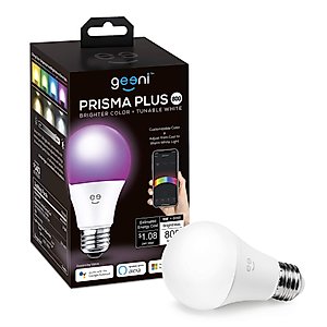 Geeni Prisma Plus 800 WiFi LED Smart Light Bulb, Brighter Color & Tunable White (2700-6500K), 1-Pack, A19 60W, No Hub Required, Light Bulb Works with Amazon Alexa, Google Home
