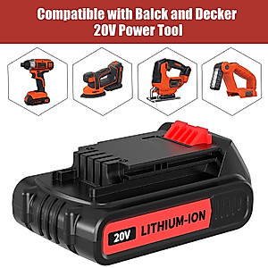 2Pack 20 Volt 3800mAh Replacement for Black and Decker 20V Battery Lithium MAX LBXR20 LB20 LBX20