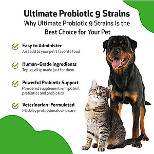 Pet Wellbeing - Ultimate Probiotic 9 Strains for Cats and Dogs - Natural Support for Digestion and Urinary Tract Health 160 grams.
