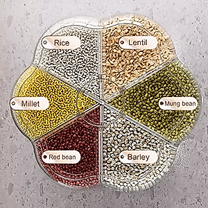 AHOUGER Grain Cereal Lentil Dispenser, Upgrade 360° Rotating Cereal Dispenser Food Dispenser with Lid Moisture Resistant Household, Dispenser Container for All Beans, Barley, Millet, Rice