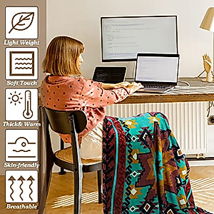 2 Pcs Aztec Blankets Aztec Throw Blankets Southwestern Navajo Tribal Warm Blanket Native American Decor for Camping Travel Gift Bedroom Living Rooms Couch Bed Chair Decor, 39 x 47 Inch